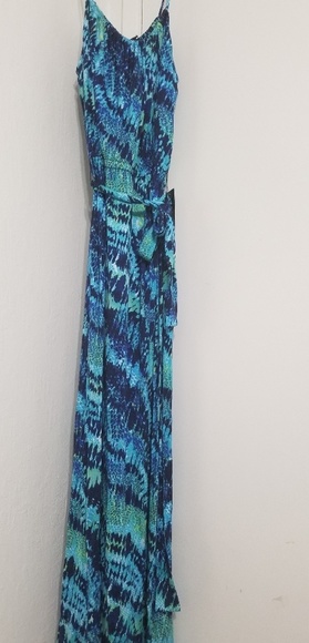 Express | Dresses | Nwt Express Blue Mult Color Small Maxi Dress | Poshmark